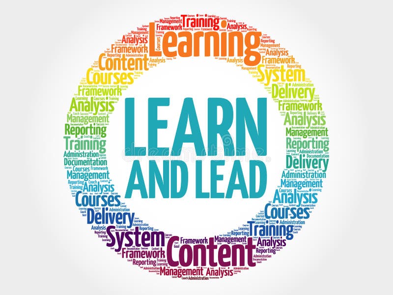 Learn and Lead Circle Word Cloud Stock Illustration - Illustration of ...