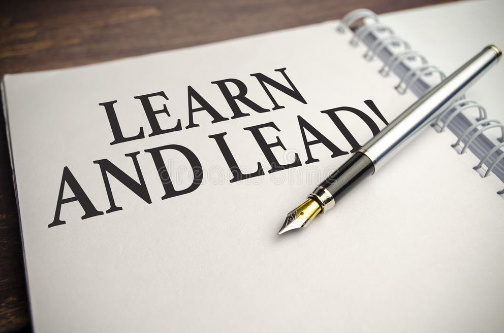 Learn and Lead Words with Charts, Glasses and Notepad Stock Photo ...