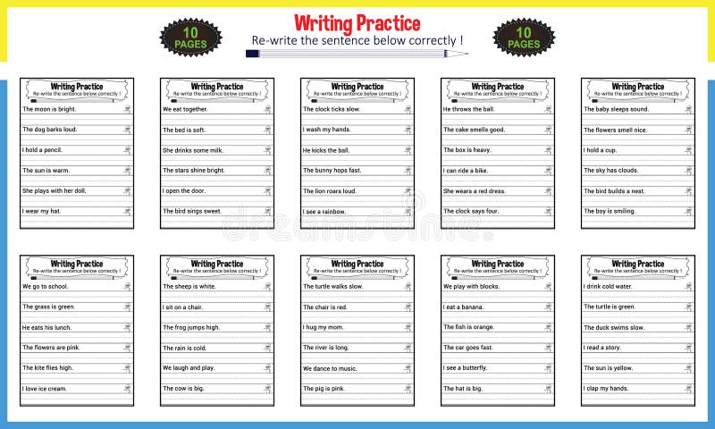 Learn Making Sentence Worksheet for Children Stock Vector ...
