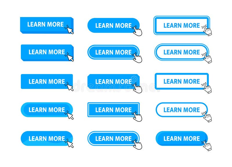 Learn More Button With Pointer Clicking Web Button Finger Pressing Click To Learn More