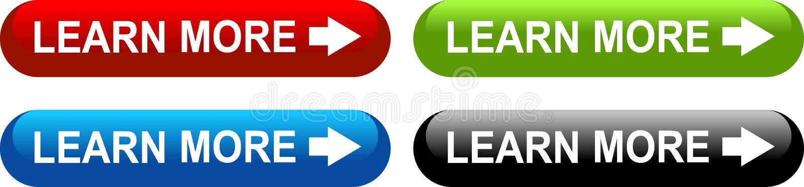 Learn More Buttons Colorful on White Stock Vector - Illustration of ...