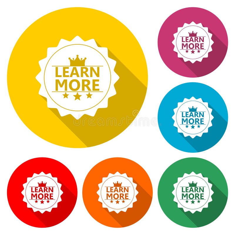 Learn More Icon with Long Shadow Stock Vector - Illustration of concept ...