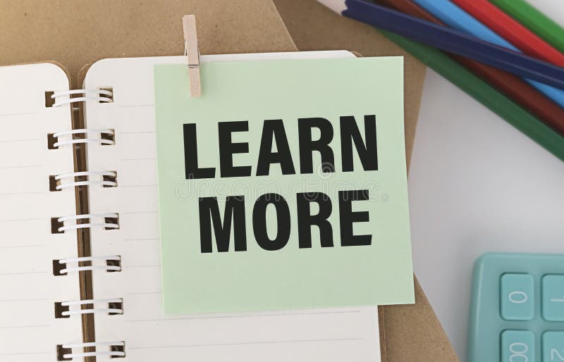 Learn More Text Written on a Notebook with Pencils Stock Photo - Image ...