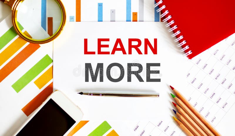 Learn More Text Written on a Notebook with Pencils Stock Image - Image ...