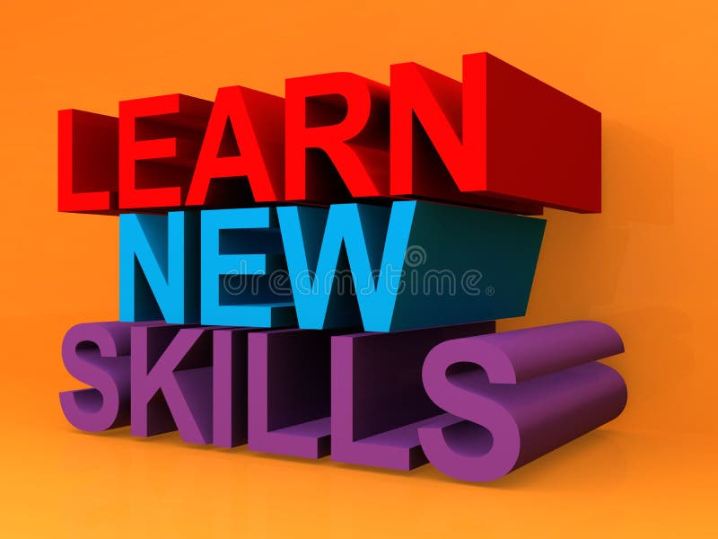 Learn new skills on orange stock illustration. Illustration of icon ...