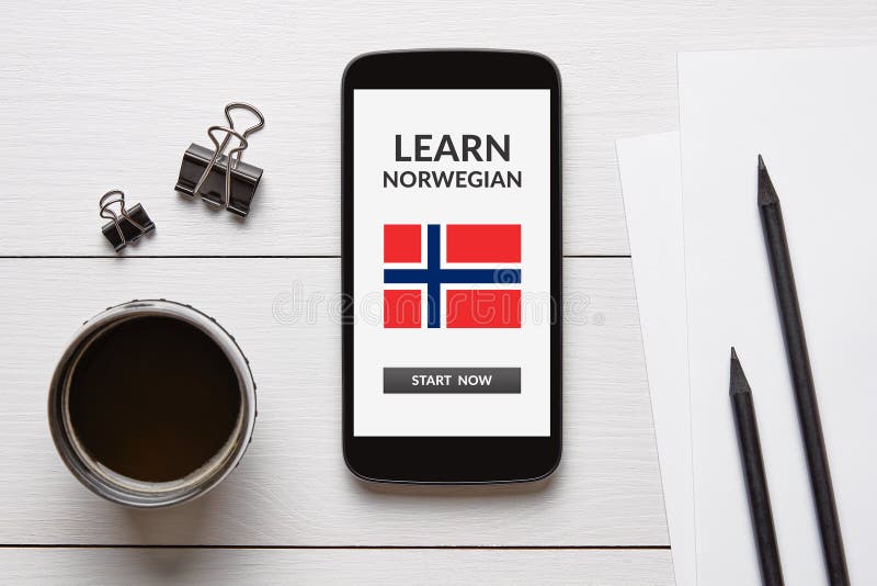 Learn Norwegian Concept on Smart Phone Screen Stock Image - Image of ...