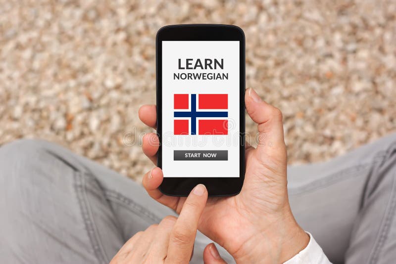 Learn Norwegian Concept on Smartphone Stock Image - Image of close ...