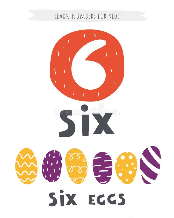 Learn Numbers Card for Kids. Number Five Poster with Eggs Stock Vector ...