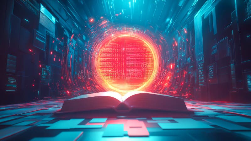 Learn Online Book in Digital Futuristic Style. Infographics and Book ...