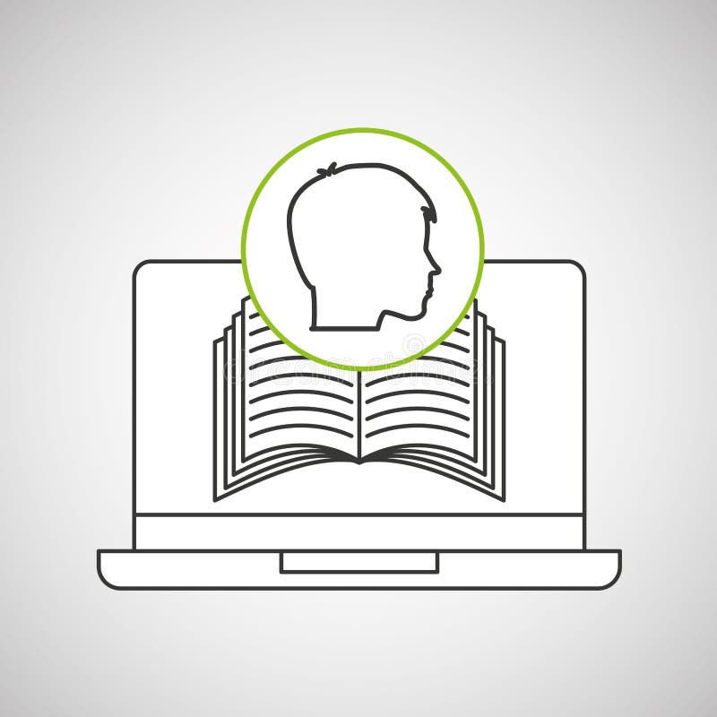 Learn Online Book Student Head Design Stock Vector - Illustration of ...