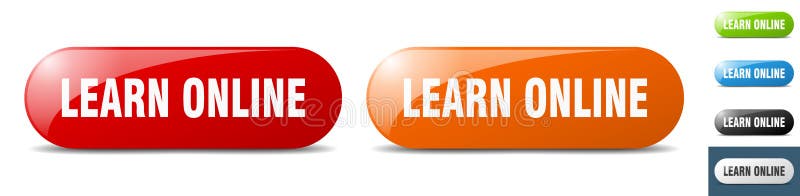 Learn Online Button. Key. Sign. Push Button Set Stock Vector ...