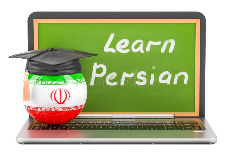 Learn Persian Concept with Laptop Blackboard, Graduation Cap and Stock ...