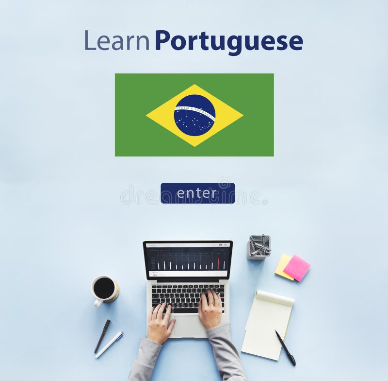 Learn Portuguese Language Online Education Concept Stock Photo - Image ...