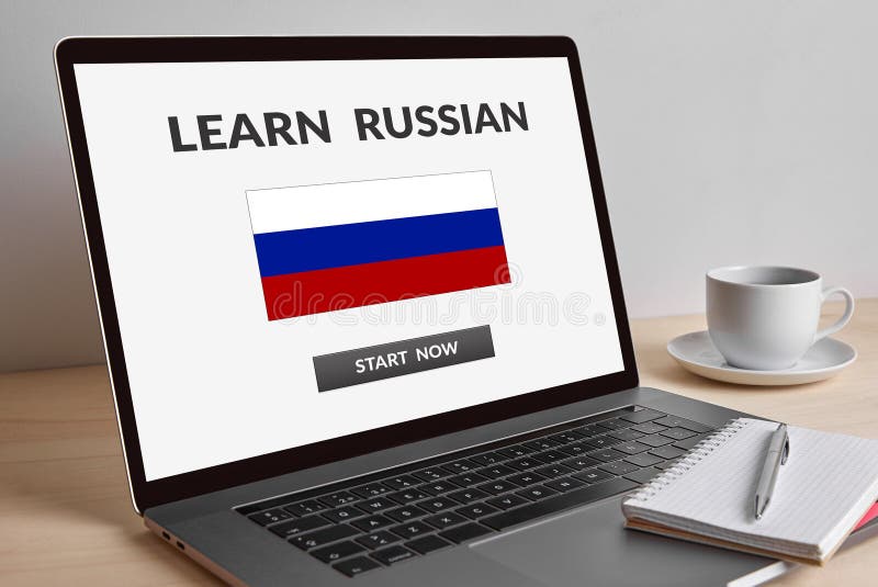 Learn Russian Concept on Modern Laptop Computer Screen Stock Image ...