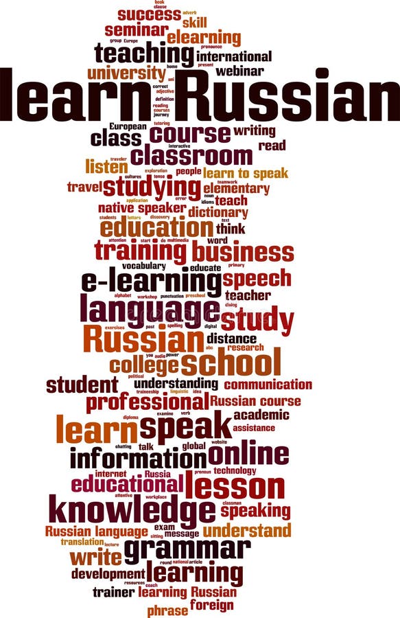 Learn Russian word cloud stock vector. Illustration of school - 218454150