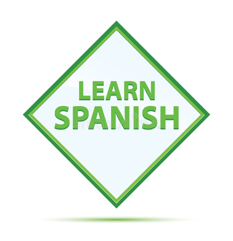 Learn Spanish Modern Abstract Green Diamond Button Stock Illustration ...