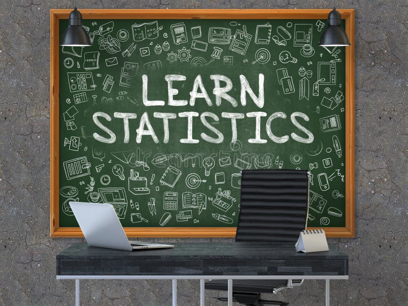 Learn Statistics on Chalkboard in the Office. 3D. Stock Photo - Image ...