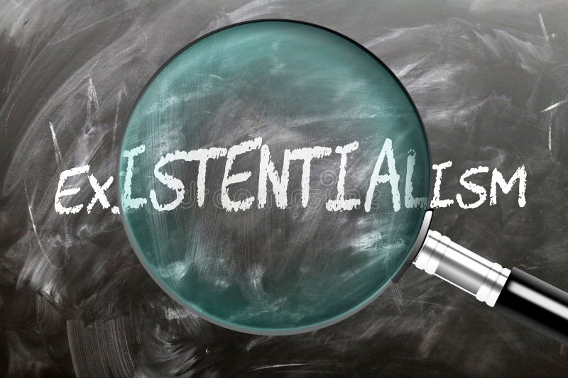 Learn, Study and Inspect Existentialism. a Magnifying Glass Enlarging ...