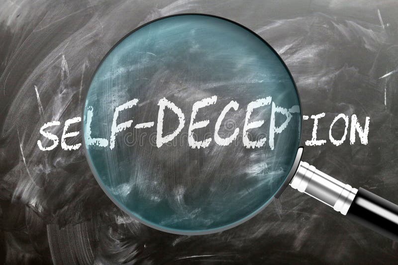 Learn, Study and Inspect Self-Deception. a Magnifying Glass Enlarging ...