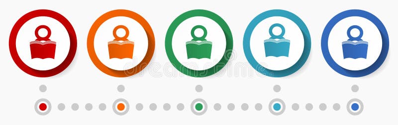 Learn, Study, School Concept Vector Icon Set, Flat Design Colorful ...