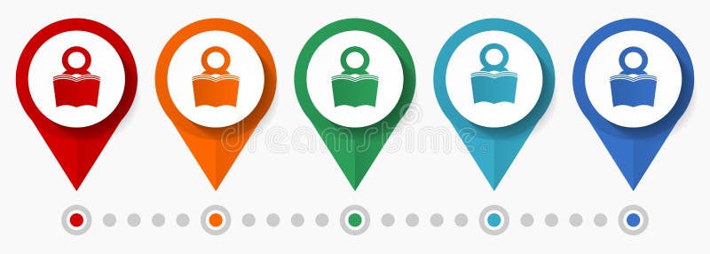 Learn, Study, School Concept Vector Icon Set, Flat Design Pointers ...