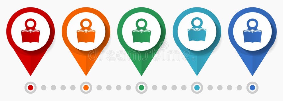 Learn, Study, School Concept Vector Icon Set, Flat Design Pointers ...