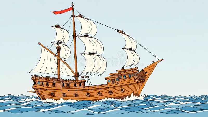 Learn To Draw a Simple Sailing Ship a StepbyStep Educational Drawing ...