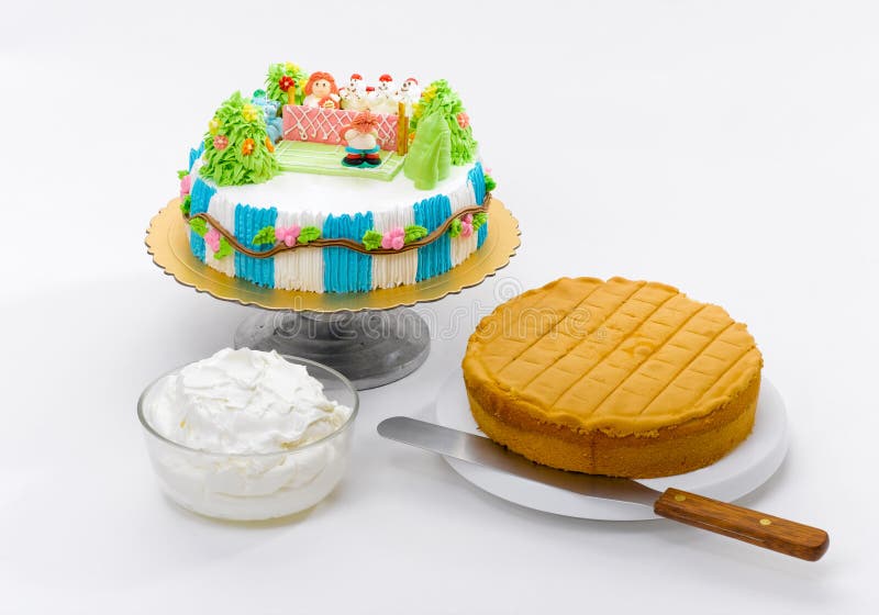 Preparing To Make Childrens Cake Stock Image - Image of cream, birthday ...