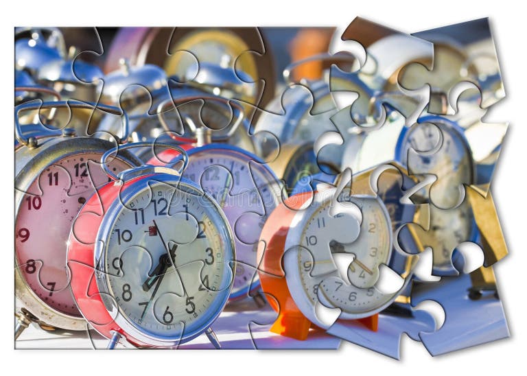 Learn To Manage the Time - Old Colored Metal Table Clocks Stock Image ...