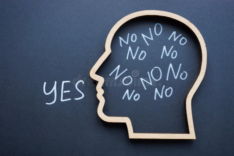 Learn To Say No Concept. Outline of a Head with the Word Yes. Stock ...