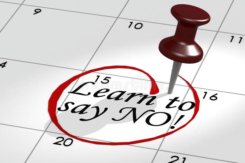 Learn To Say No Word Marked on Calendar with Push Pin Stock ...