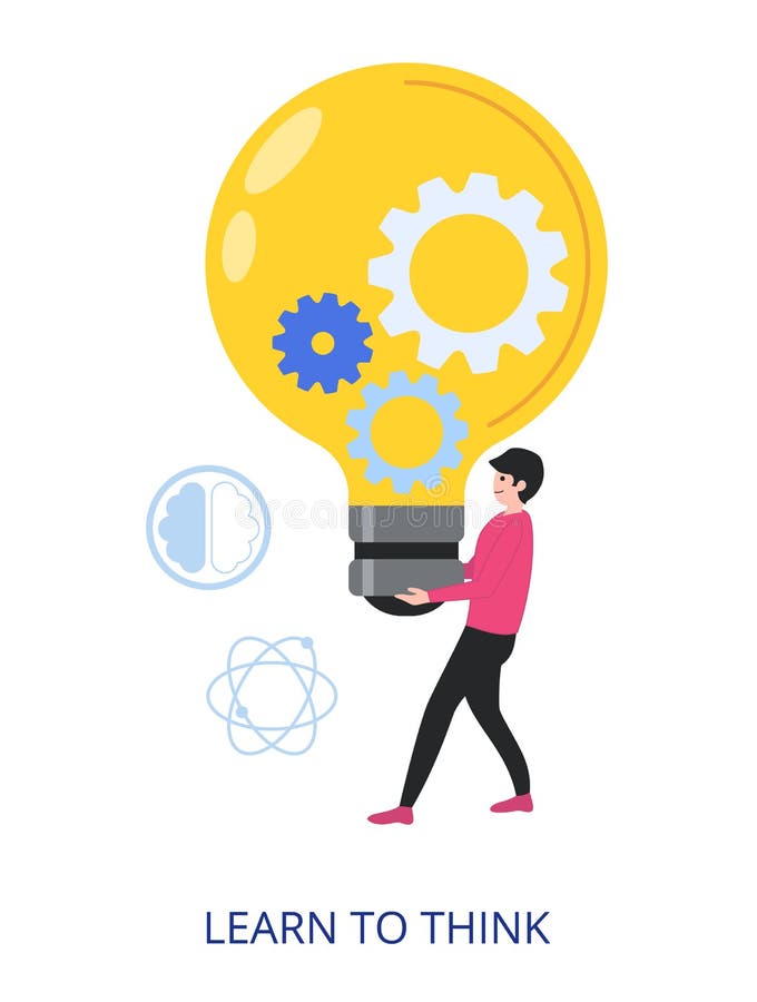 Learn To Think Concept, Flat Design Vector Illustration Stock Vector ...
