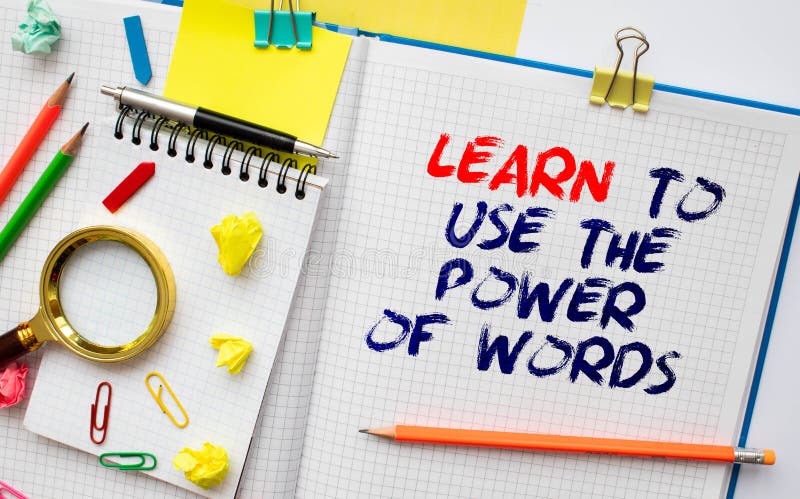 Learn To Use the Power of Words on Notebook Stock Photo - Image of ...