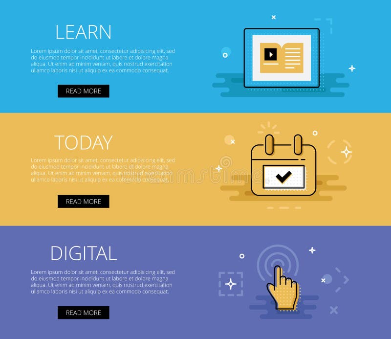 Learn Today Digital. Vector Banners Set Stock Illustration ...