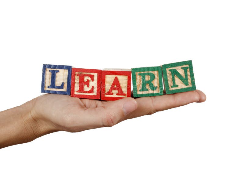 Learn Word on Wooden Block Letters Stock Image - Image of black ...