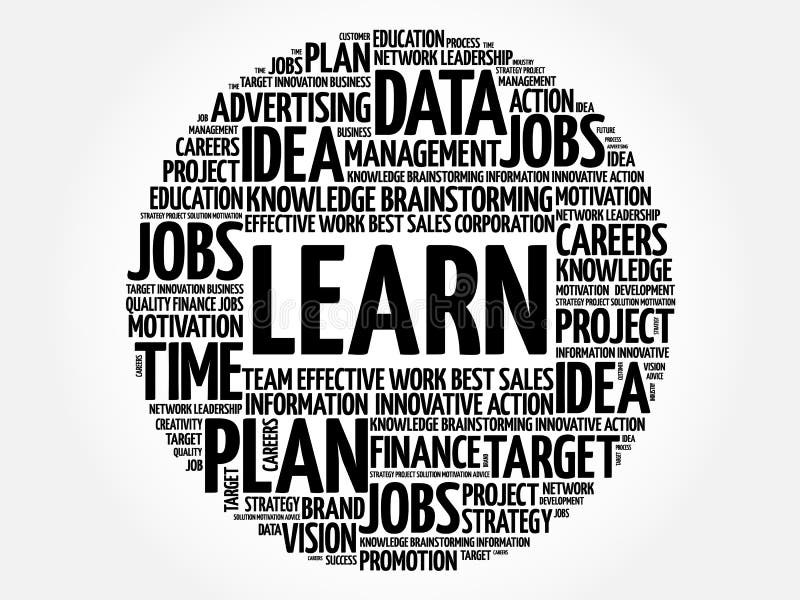 LEARN word cloud stock illustration. Illustration of school - 206315164