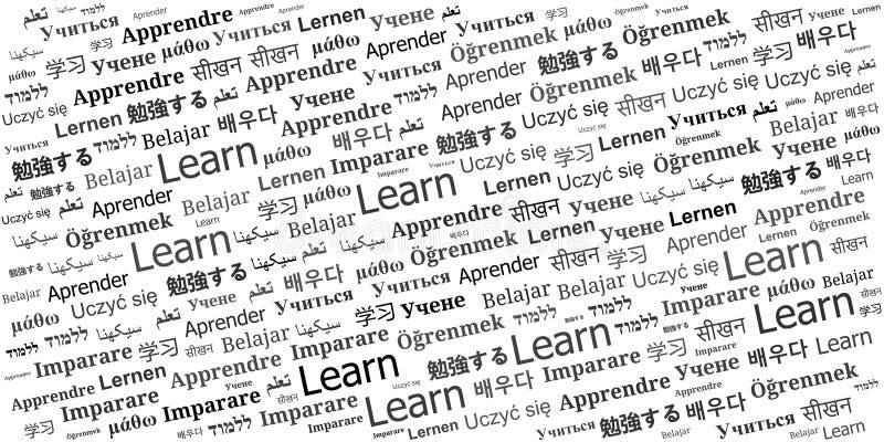 Learn Word Cloud in Multiple Global Translations Stock Illustration ...