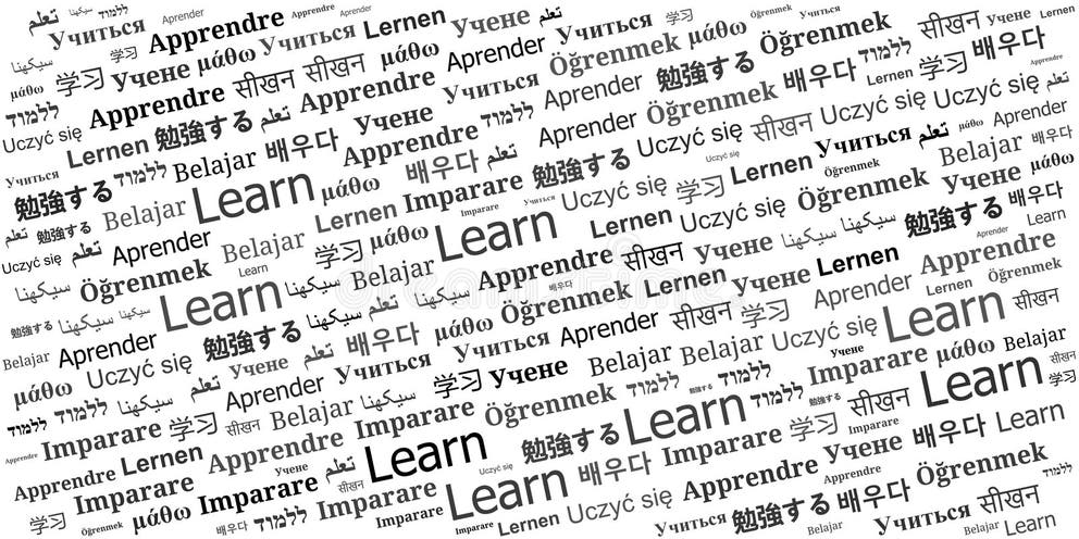 Learn Word Cloud in Multiple Global Translations Stock Illustration ...