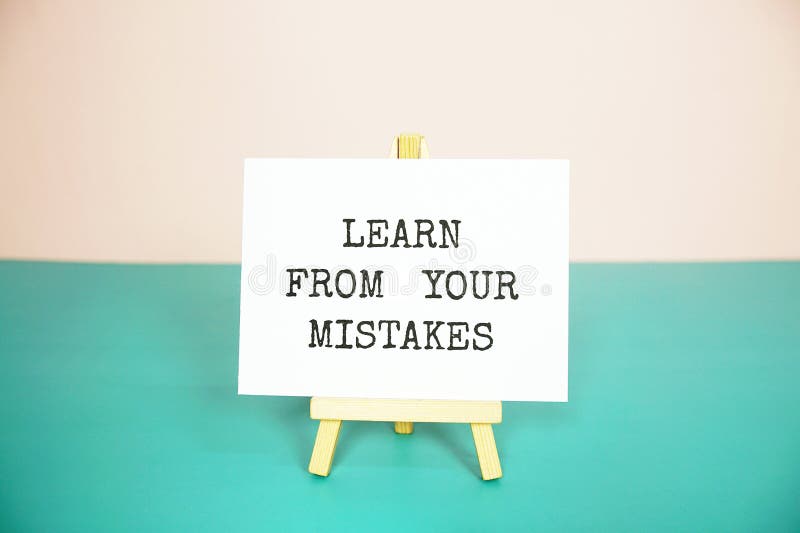 Learn from Your Mistakes Text Message on Paper Card with Wooden Easel ...