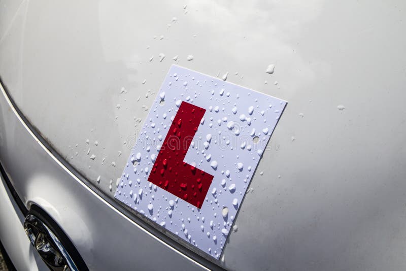 Learner Driver Plate on the Front of White Car Stock Photo - Image of ...
