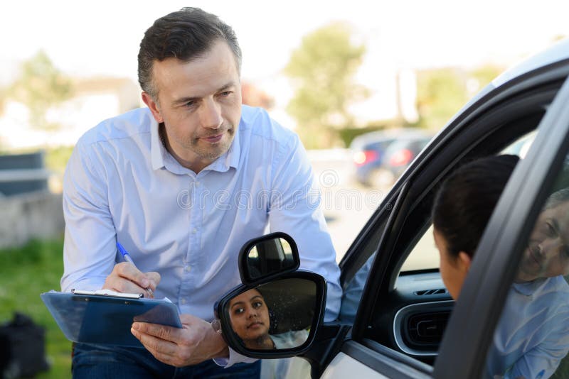 Learner Driver Student Driving Car with Instructor Stock Image - Image ...