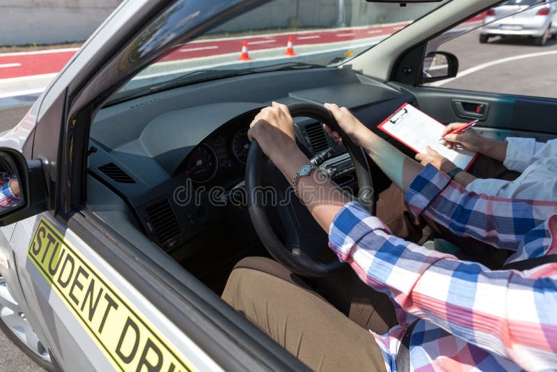Learner Driver Student Driving Car with Instructor Stock Image - Image ...
