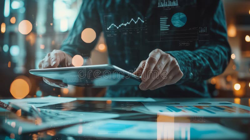 A Learner Using a Tablet for Business Training, with Digital Tools Like ...