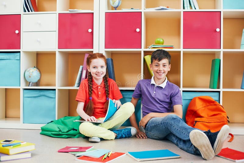 Learners at break stock image. Image of back, education - 57358051