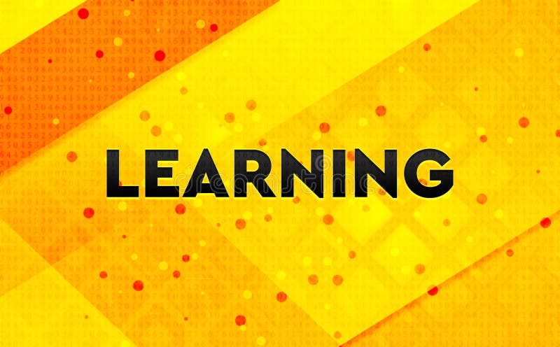 Learning Abstract Digital Banner Yellow Background Stock Illustration ...