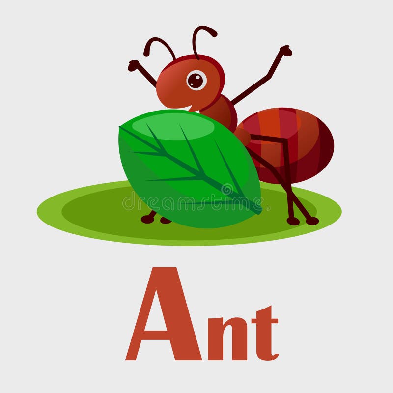 Learning Alphabet a for Ant Stock Illustration - Illustration of funny ...
