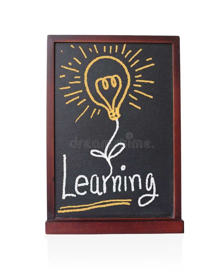 Learning Alphabet with Bulb Idea on Chalkboard Stock Image - Image of ...