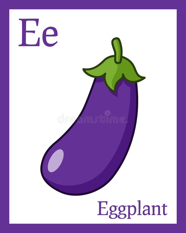 Learning the Alphabet Card - Eggplant Stock Vector - Illustration of ...