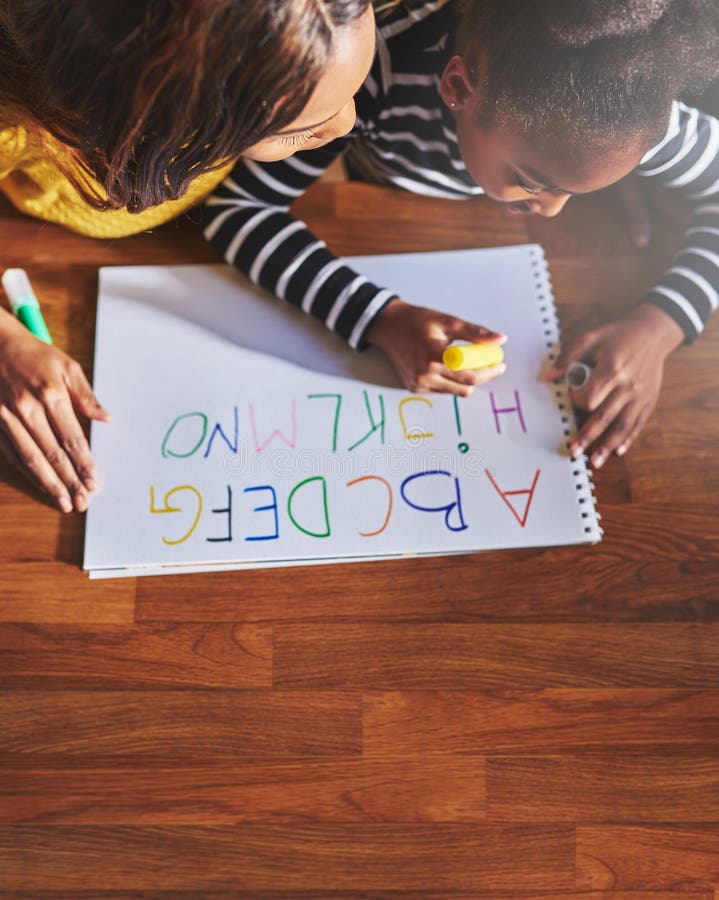 Learning the Alphabet, Overhead View Stock Photo - Image of home ...