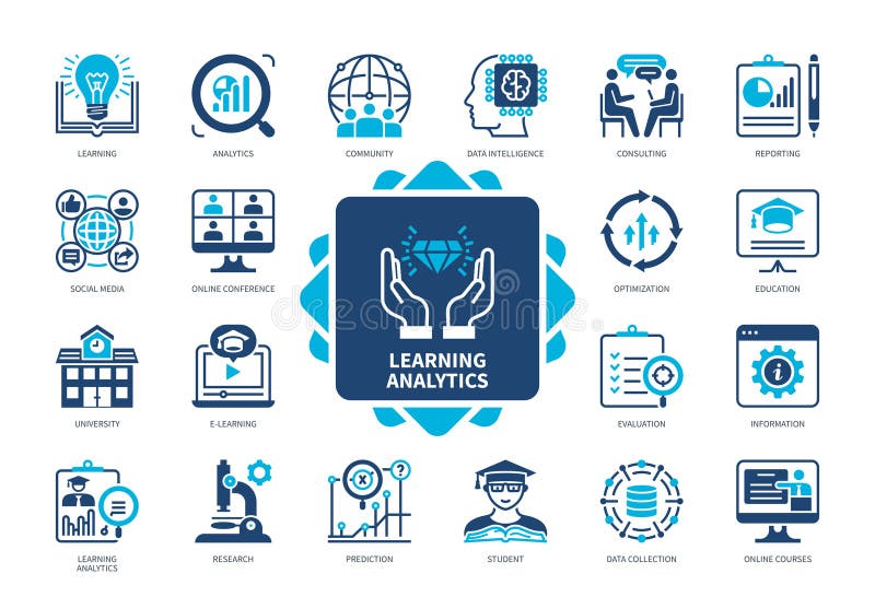 Learning Analytics Chart with Icons and Keywords Stock Vector ...